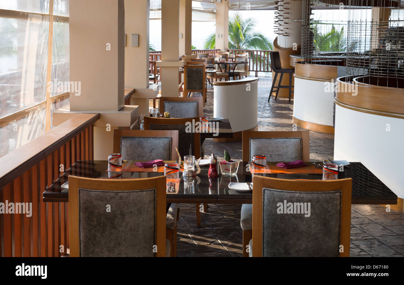 Table and chairs in empty cafe. Pattaya Stock Photo - Alamy