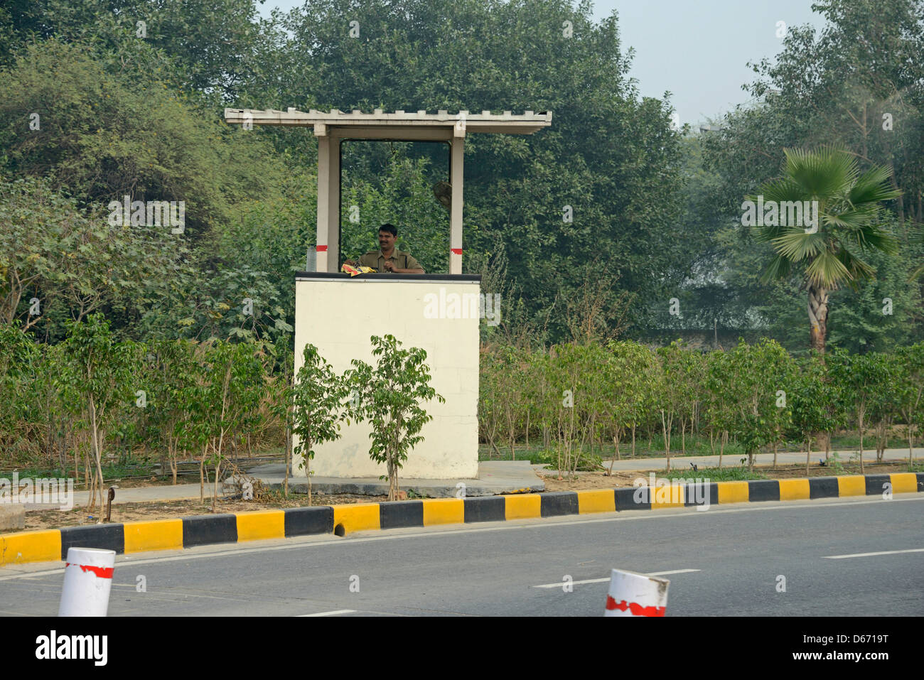 An Indian soldier manning a machine gun post on the airport road at ...