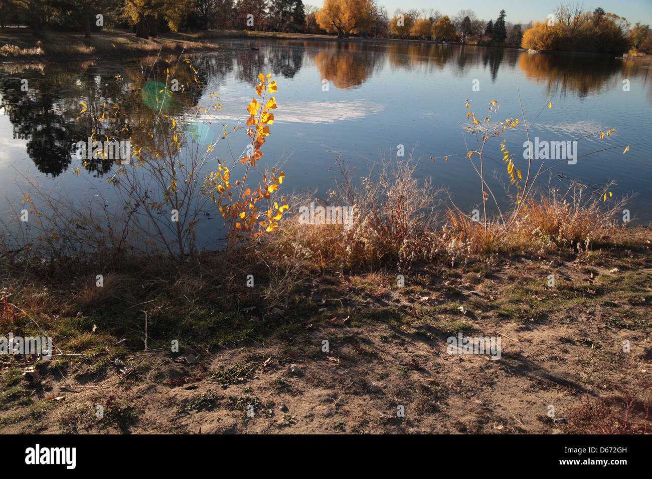 Smith Lake Reflections in Washington Park Denver Colorado Stock Photo ...
