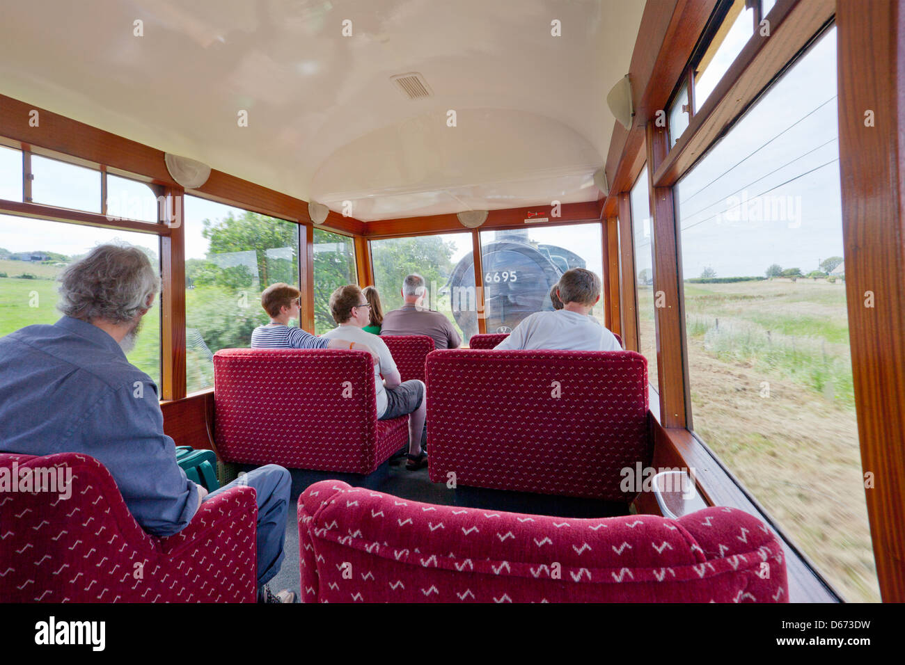 An interior view of the historic Devon Belle observation carriage at ...