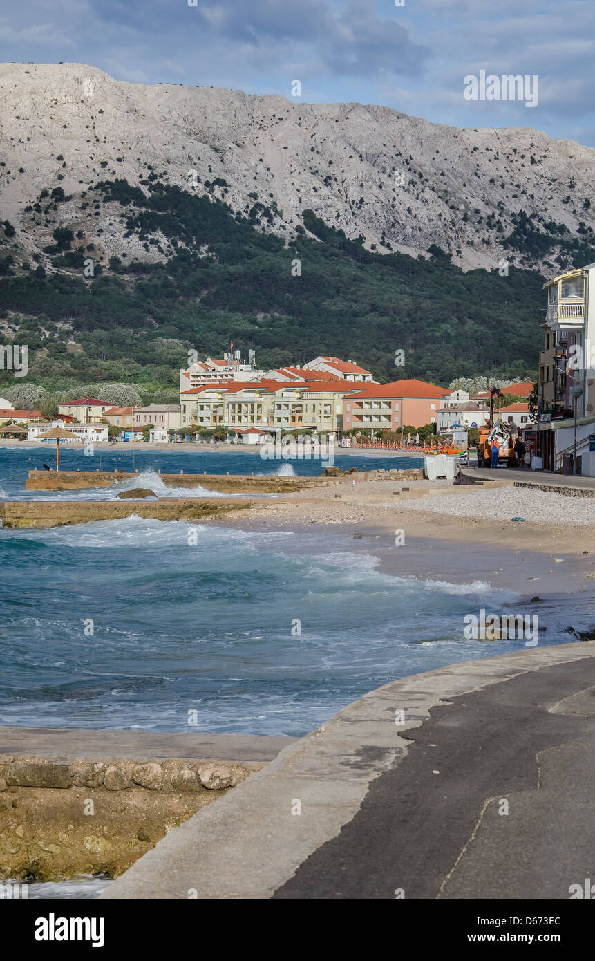 Baska bay with hotel and beaches Stock Photo - Alamy
