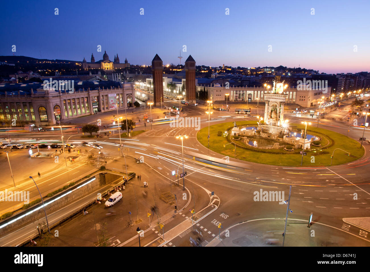 View of España Square from Las Arenas shopping center, Barcelona, Spain ...