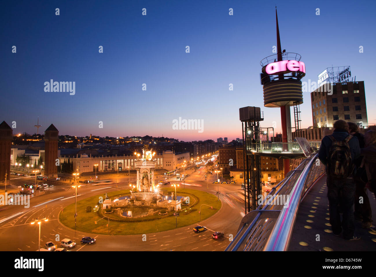 View of España Square from Las Arenas shopping center, Barcelona, Spain ...