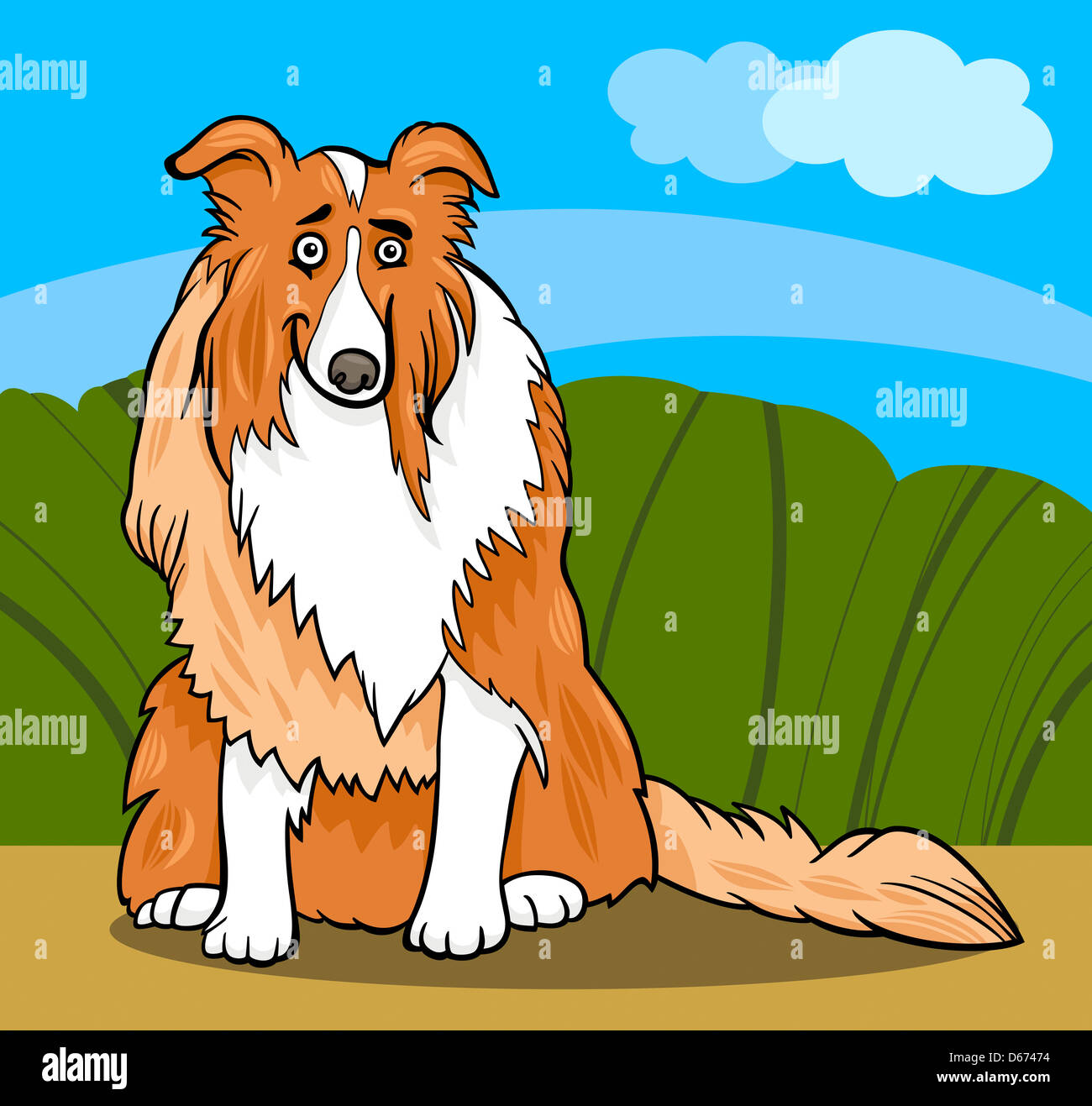 Cartoon Illustration of Funny Collie Purebred Dog Stock Photo - Alamy