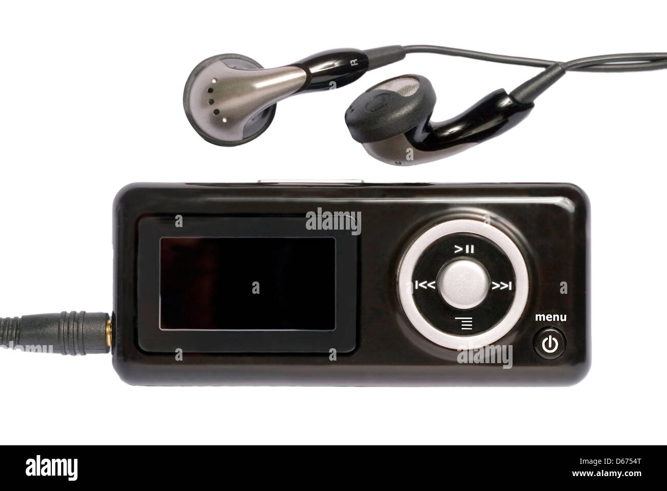 MP3 Player and earphones on white background Stock Photo - Alamy
