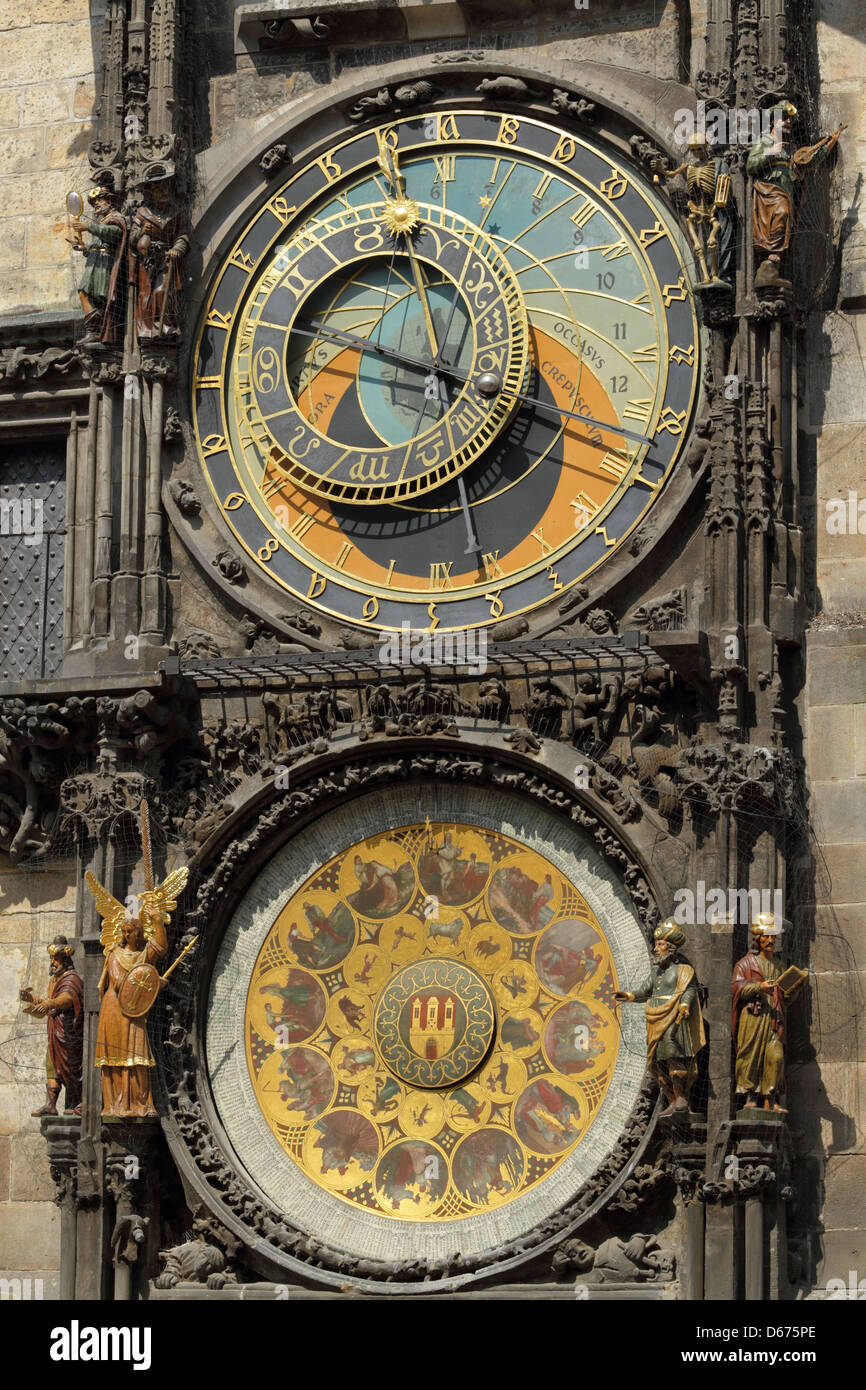 Astronomical clock in the old town square, Prague, Czech Republic Stock ...