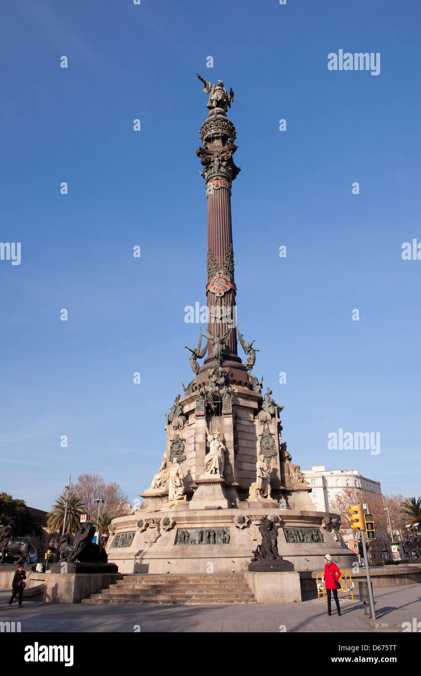Monument of Columbus in Barcelona, Spain Stock Photo - Alamy