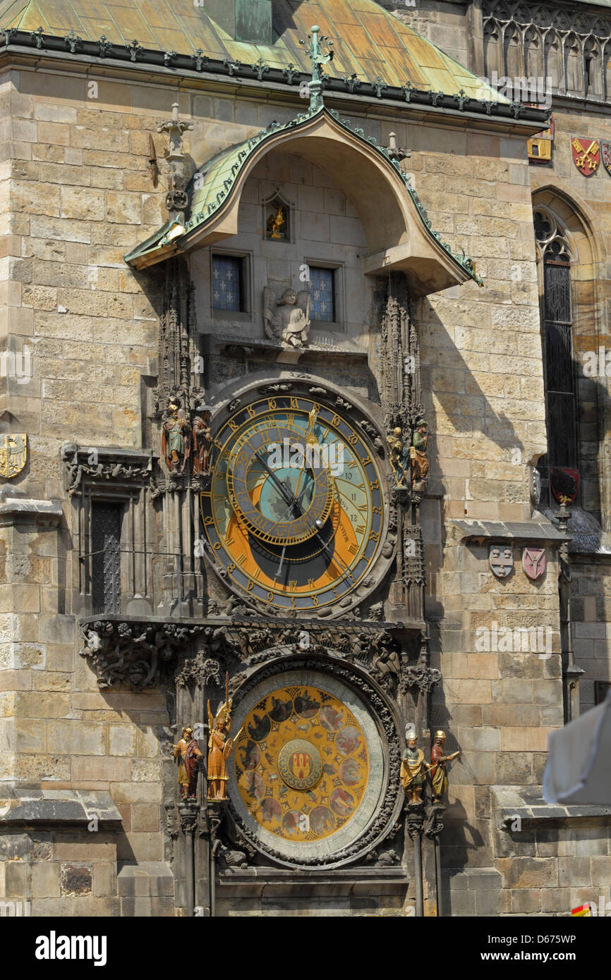 Astronomical clock in the old town square, Prague, Czech Republic Stock ...