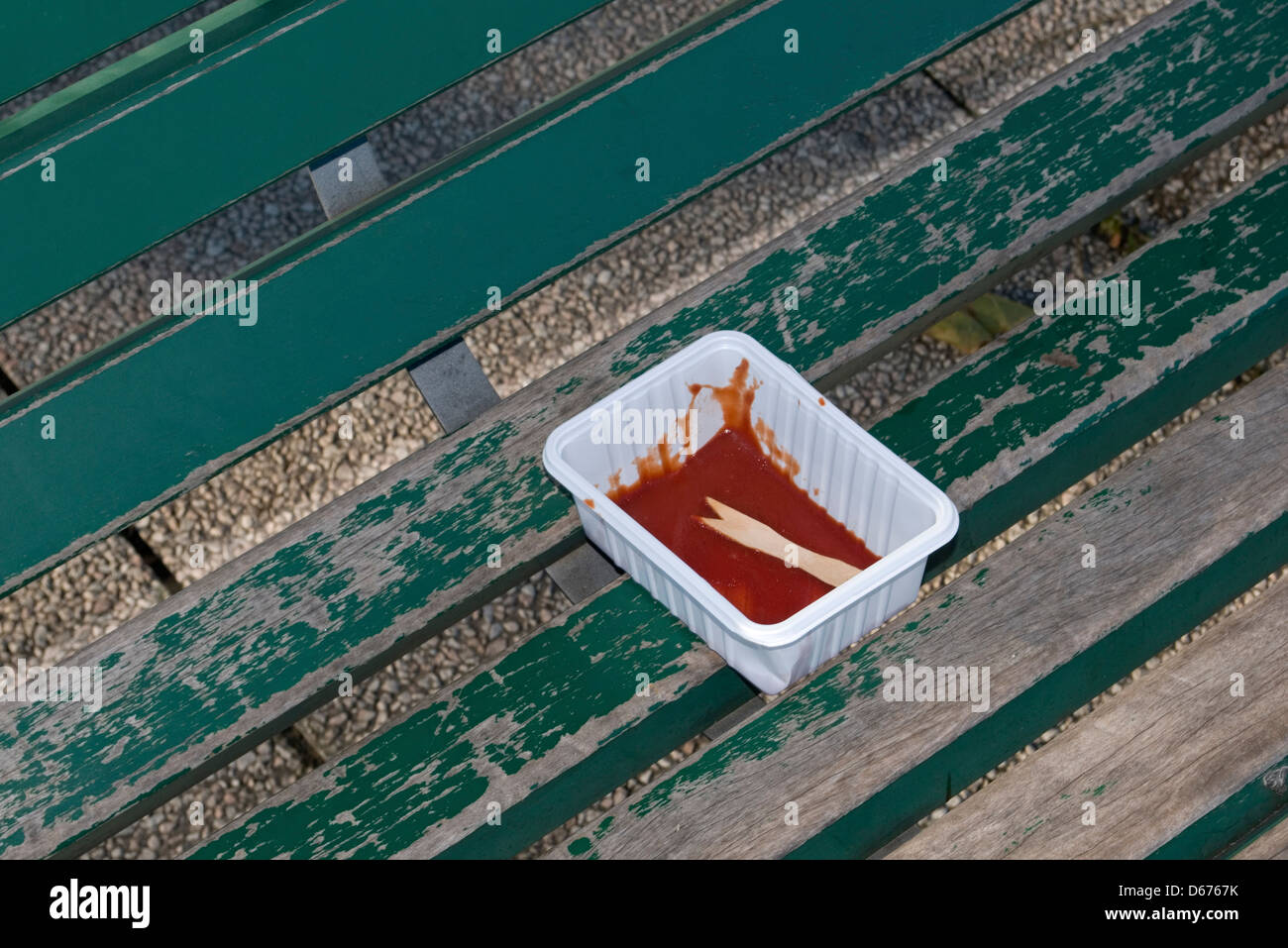 take away food container discarded on bench Stock Photo - Alamy