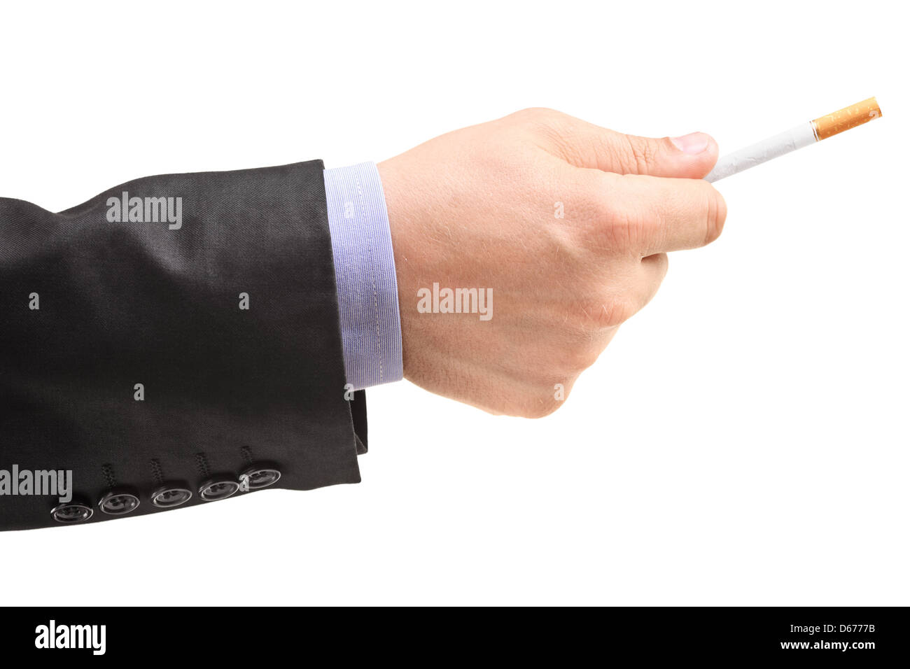 Male hand giving a cigarette isolated on white background Stock Photo ...