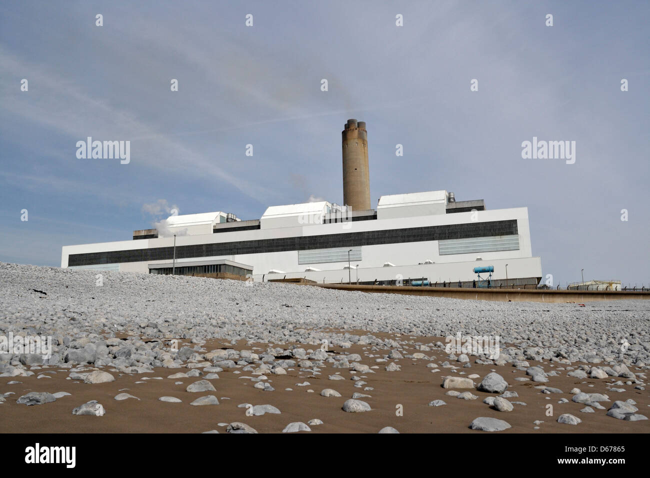 Aberthaw Power Station, Wales UK, electricity generation tall chimney ...