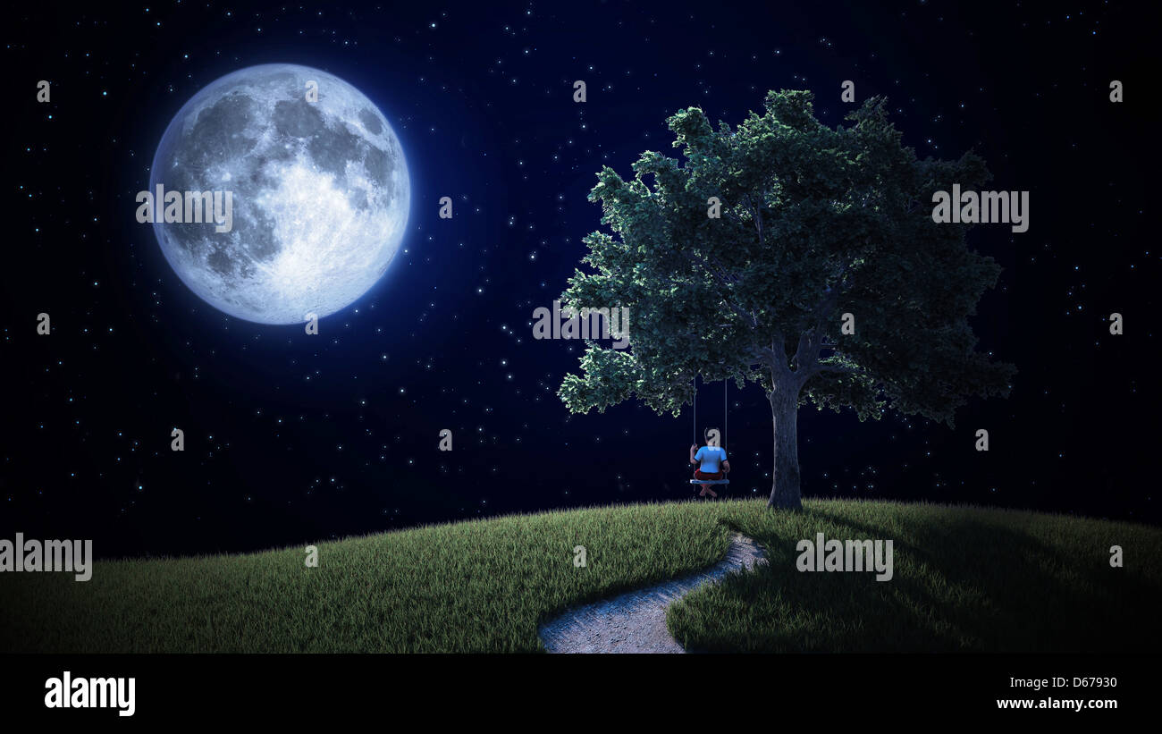 Boy Sitting On The Moon Stock Photos & Boy Sitting On The Moon Stock ...