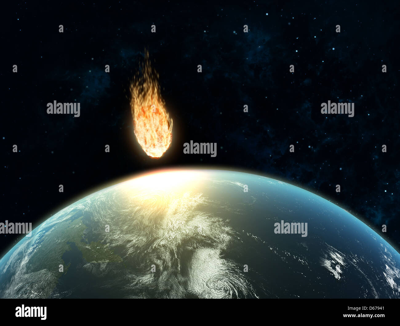 Asteroid falling on Earth illustration Stock Photo - Alamy