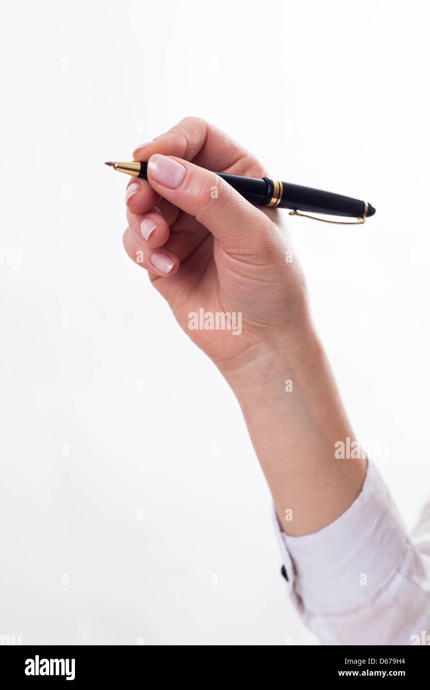 Isolated female hand is ready for writing Stock Photo - Alamy