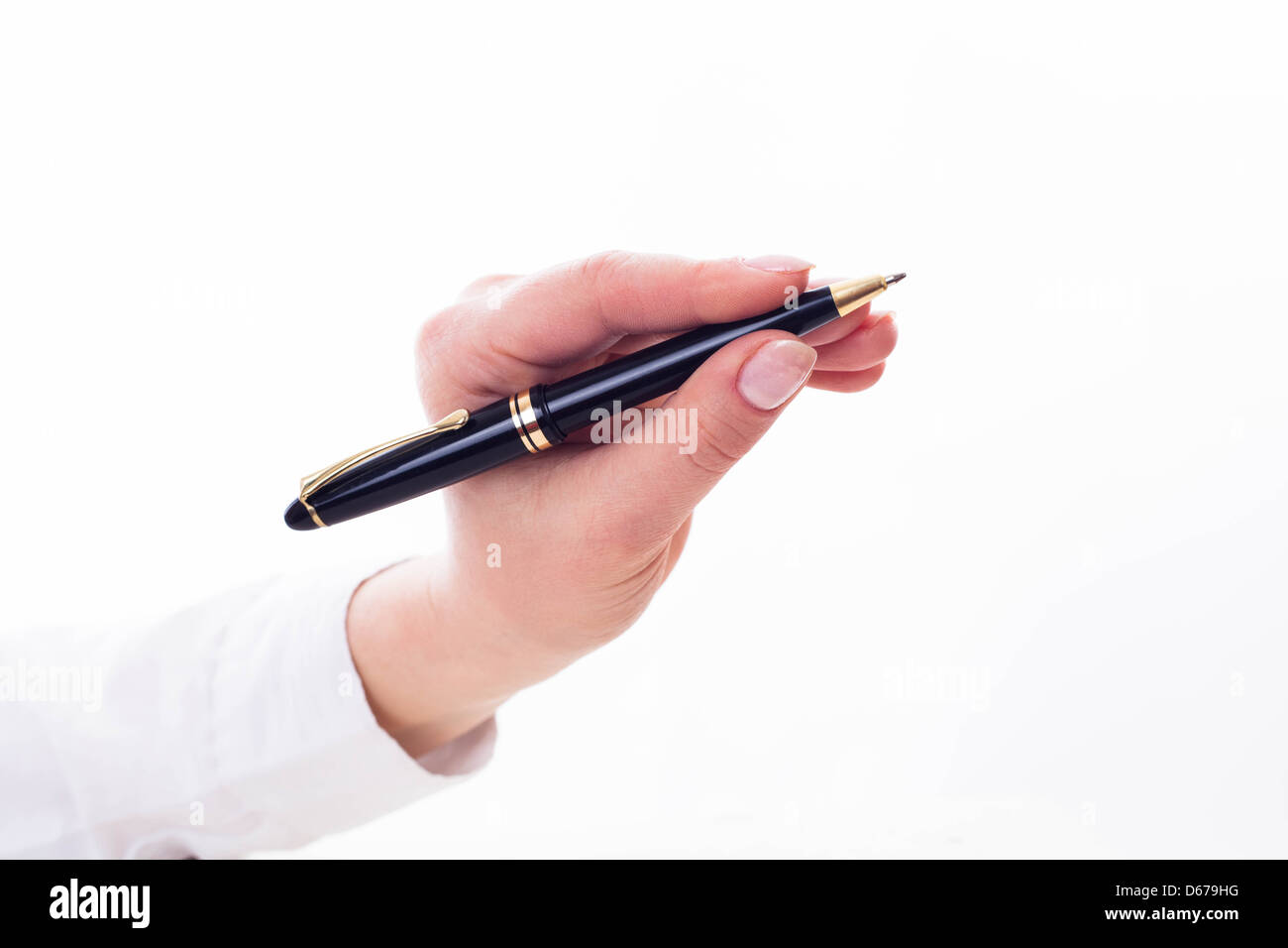 Isolated female hand is ready for writing Stock Photo - Alamy