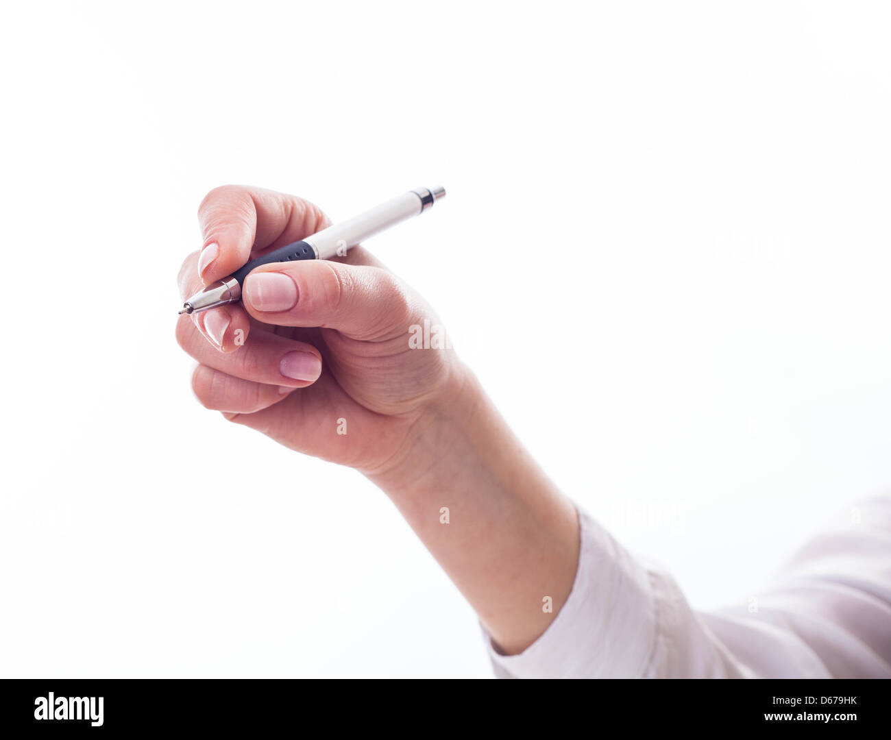 Isolated female hand is ready for writing Stock Photo - Alamy