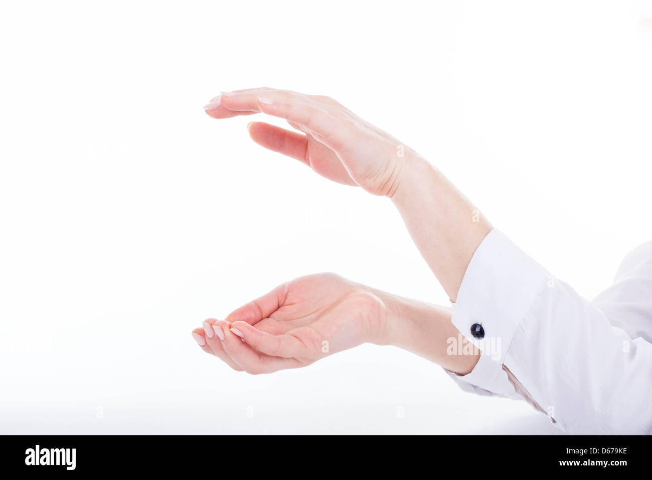 Hands forms care symbol isolated on white background Stock Photo - Alamy