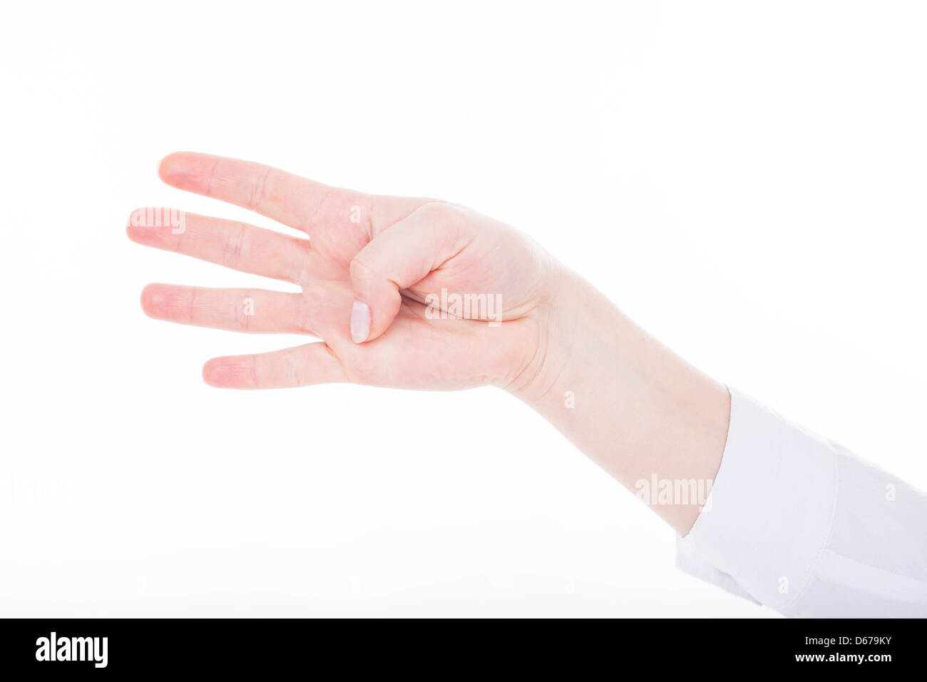 Isolated female hand counting numbers Stock Photo - Alamy