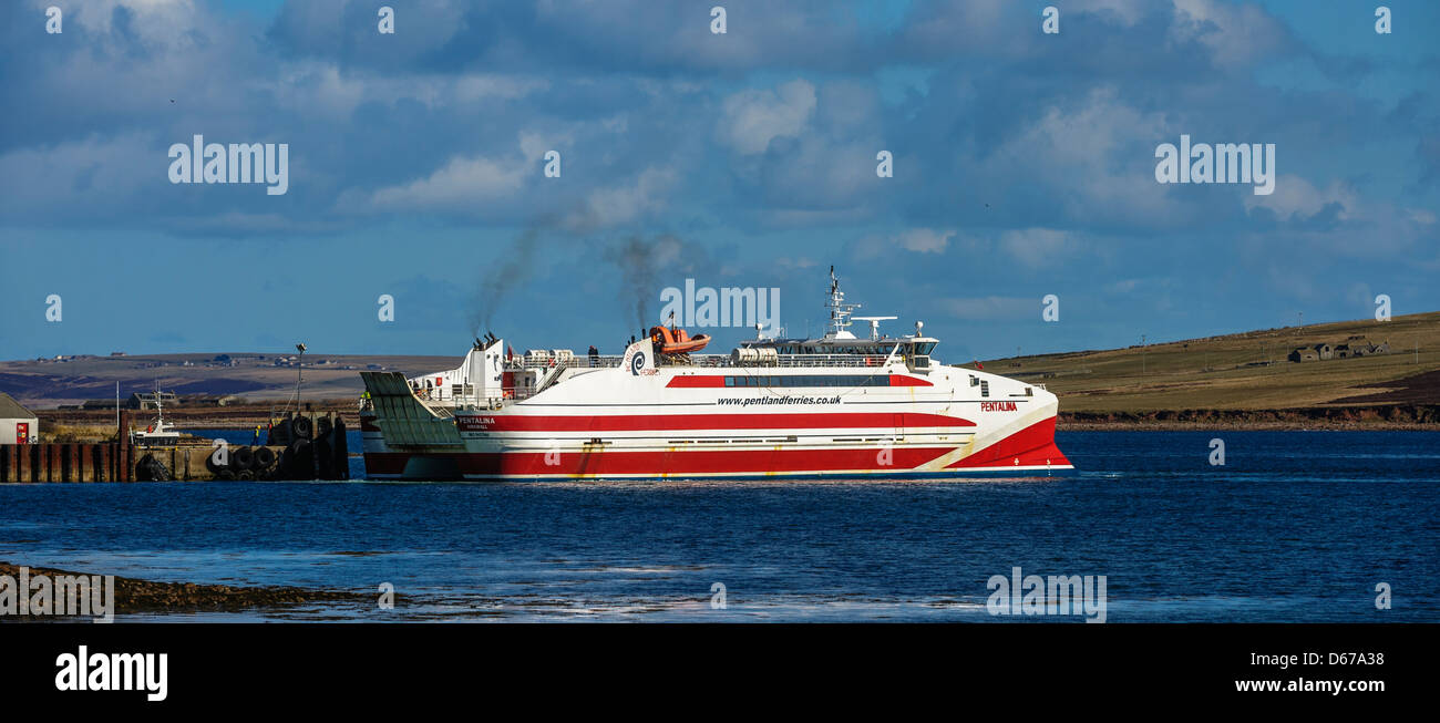 Pentland Ferries' mv Pentalina arriving at St Margaret's Hope, South ...