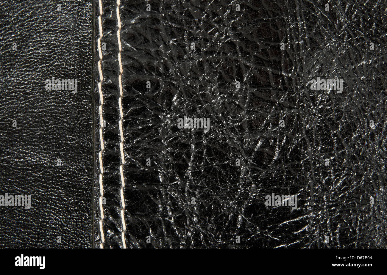 White stitch on shiny black leather with detailed texture Stock Photo ...