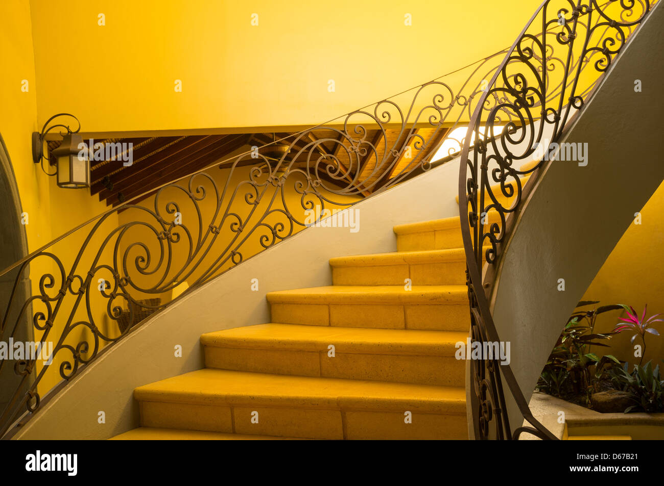 Classic colonial staircase from a low angle position Stock Photo - Alamy