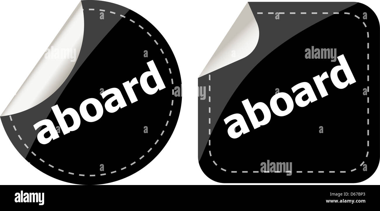 aboard word black stickers set icon button Stock Photo - Alamy