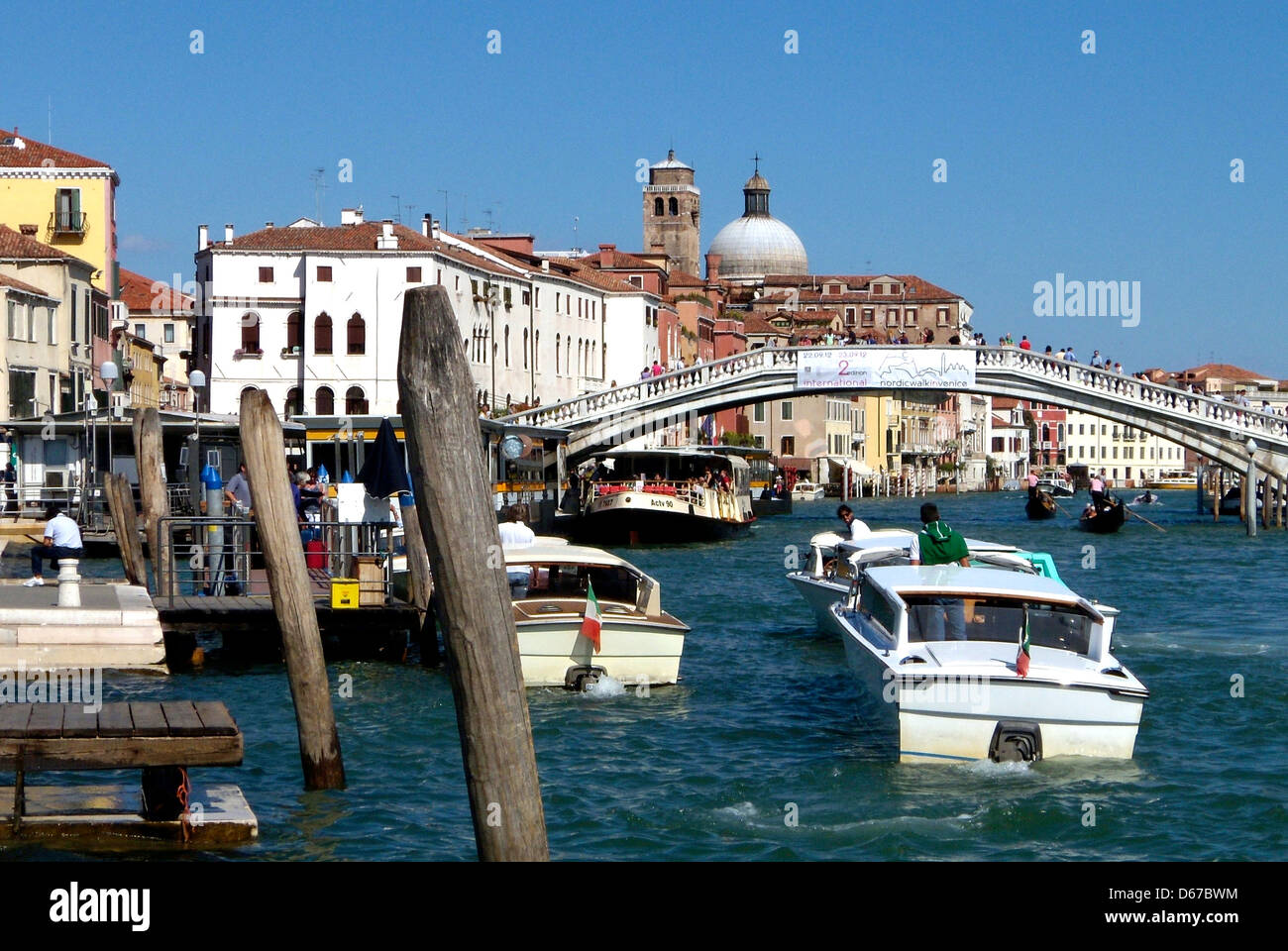 Grand Canal in Venice with the Scalzi Bridge - Ponte degli Scalzi Stock ...