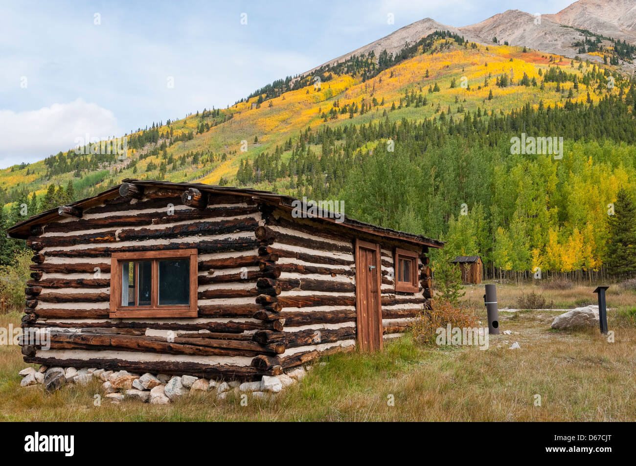 Ball Cabin museum with autumn foliage, Winfield ghost town, Sawatch ...