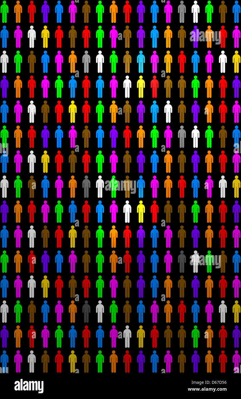 Multicolored people against black background Stock Photo - Alamy
