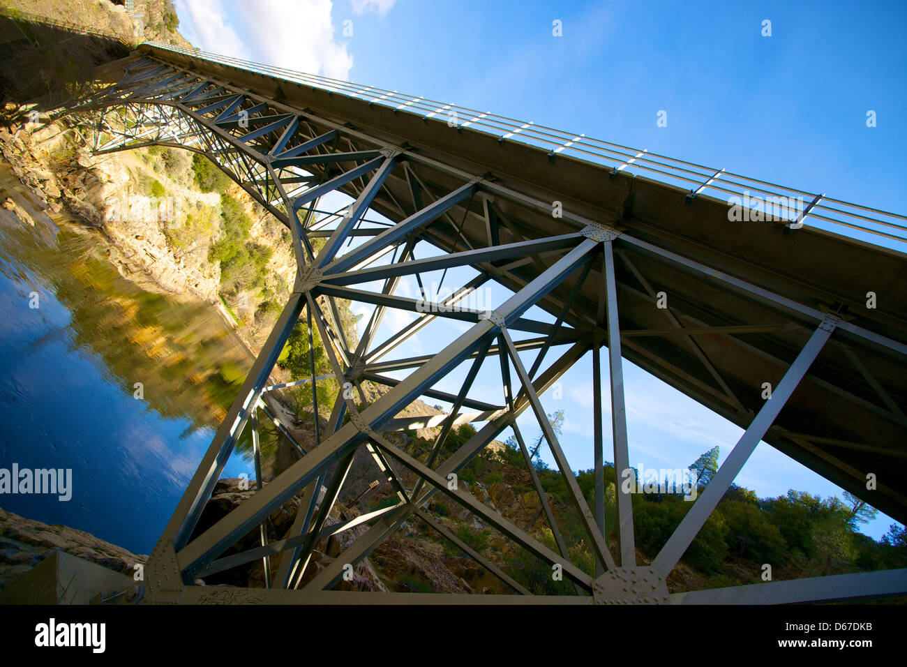 Steel scaffolding supporting a bridge in Sequoia National Forest Stock ...