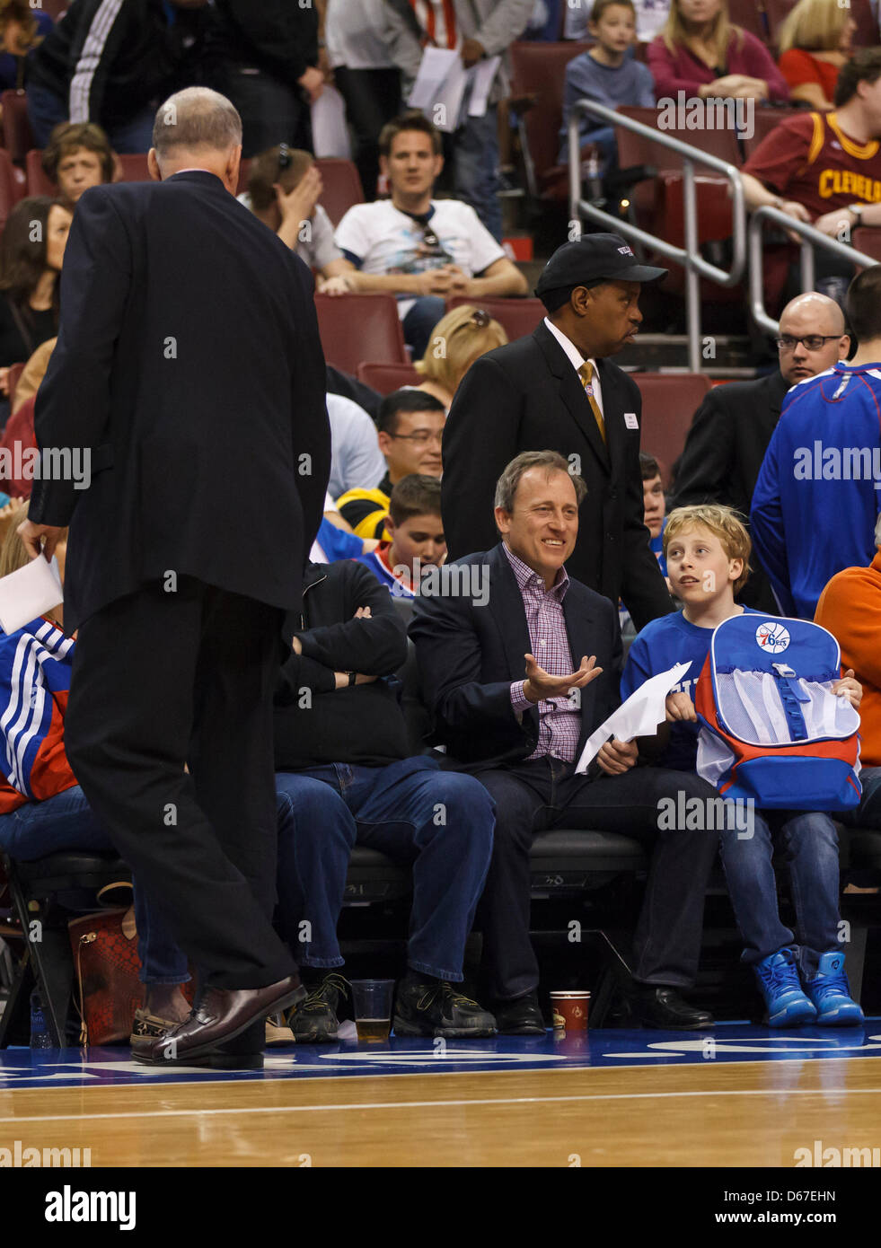 April 14, 2013: Philadelphia 76ers principal owner Josh Harris reacts ...