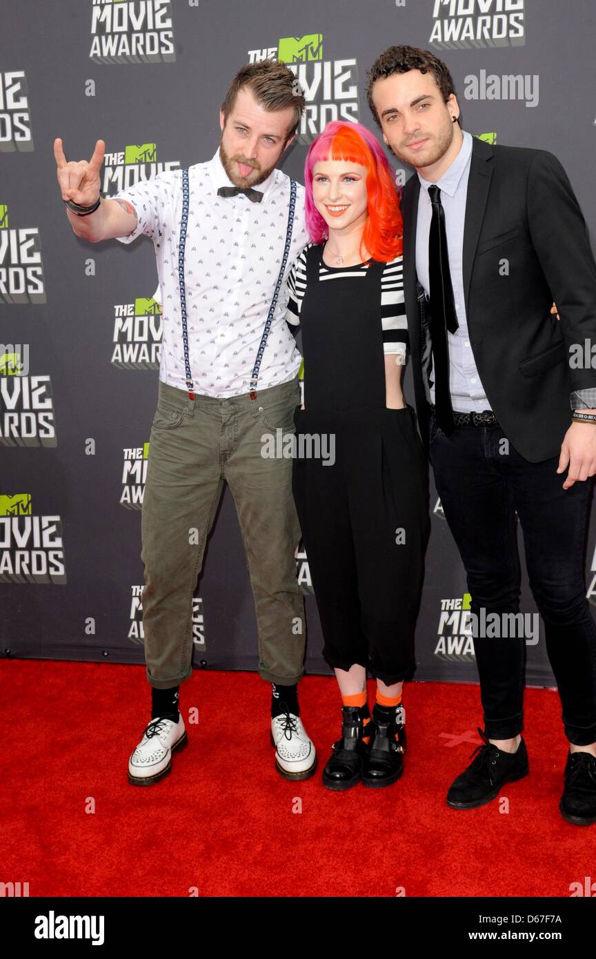 Jeremy Davis, Hayley Williams, Taylor York at arrivals for MTV Movie ...