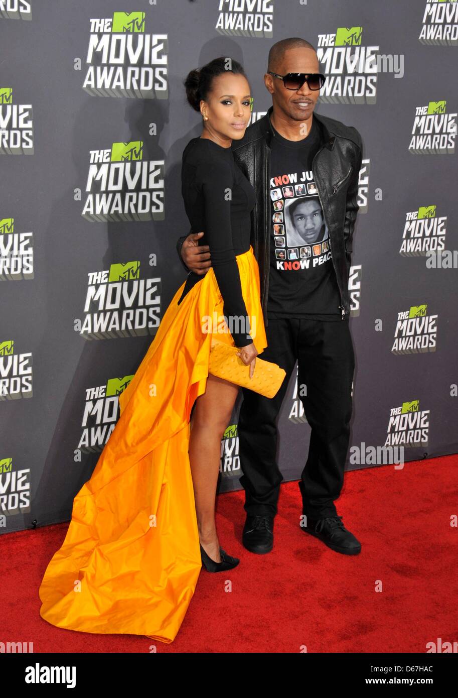 Kerry Washington,Jamie Foxx at arrivals for MTV Movie Awards - ARRIVALS ...
