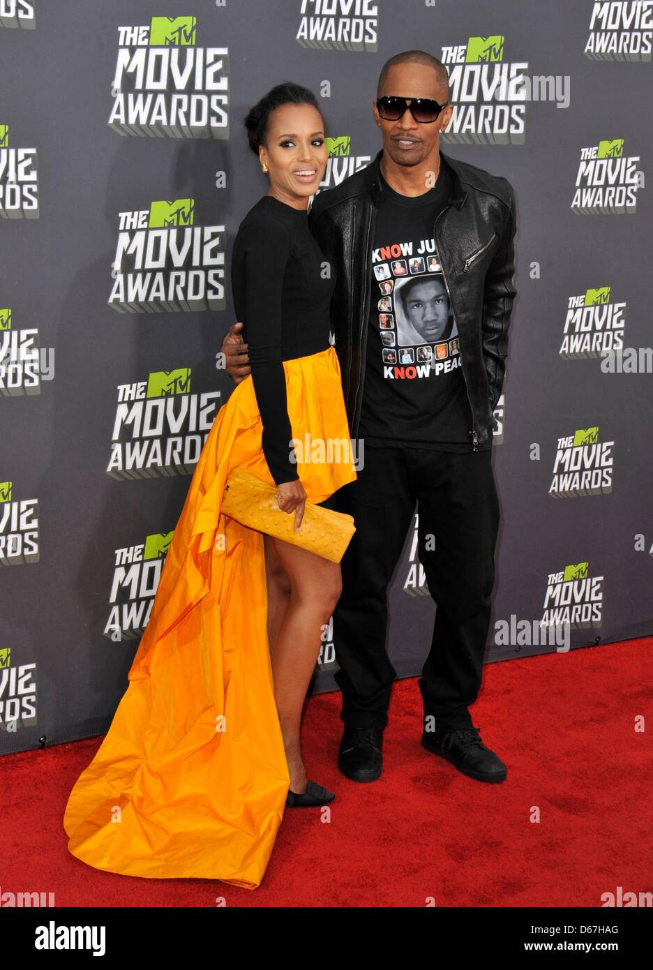 Kerry Washington,Jamie Foxx at arrivals for MTV Movie Awards - ARRIVALS ...