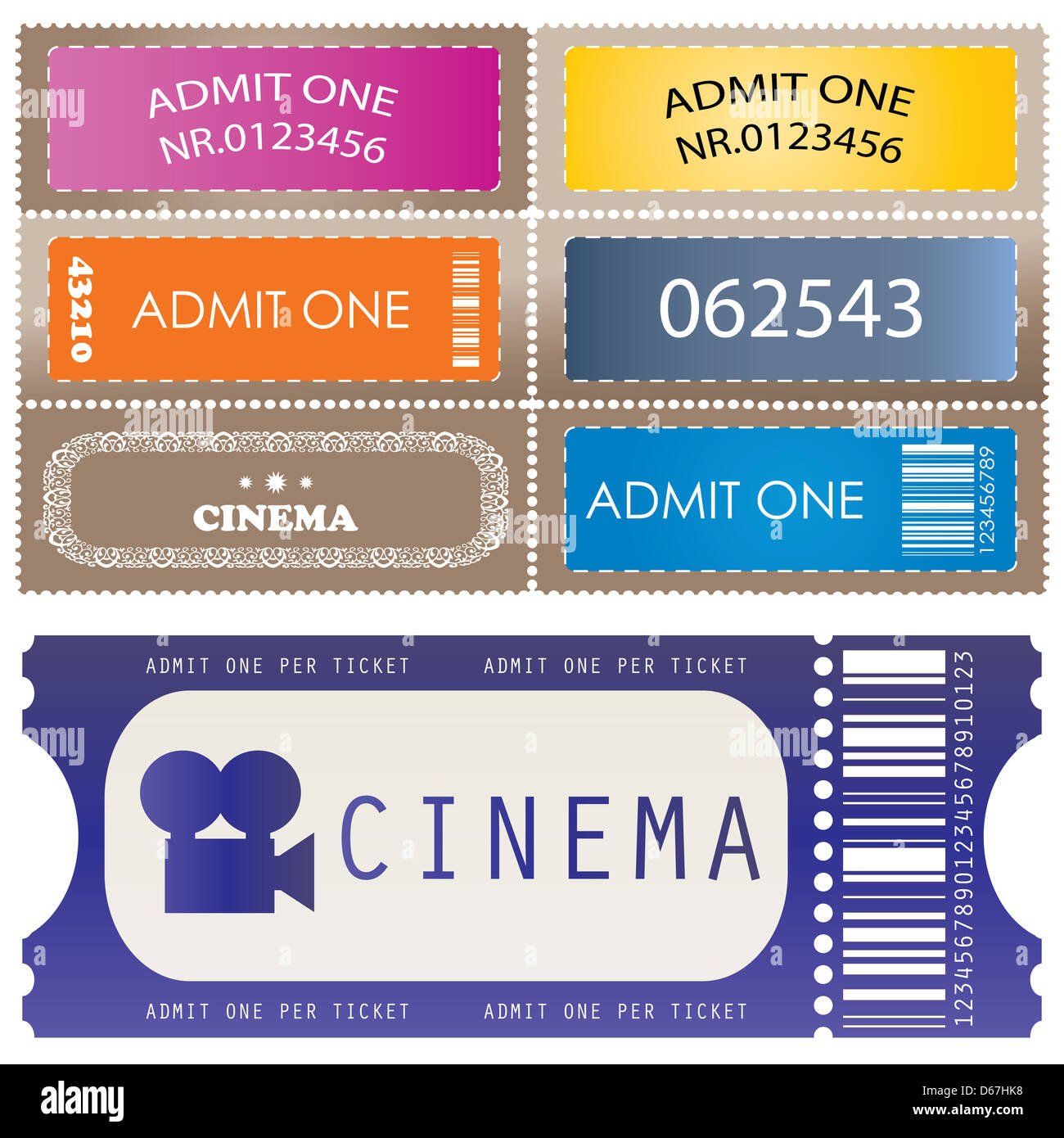 Tickets in different styles - vector Stock Photo - Alamy