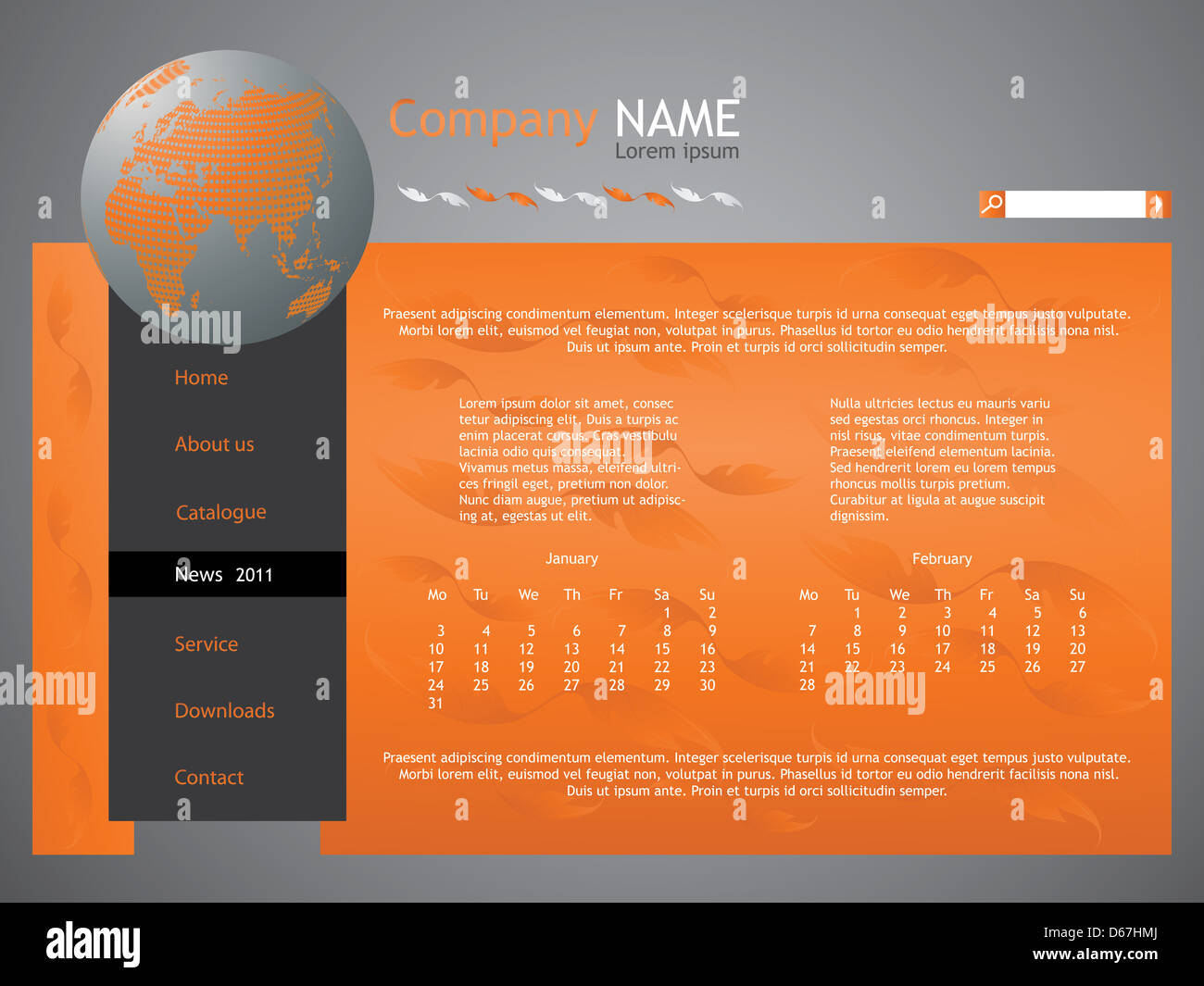 orange web site design template - vector Stock Photo - Alamy