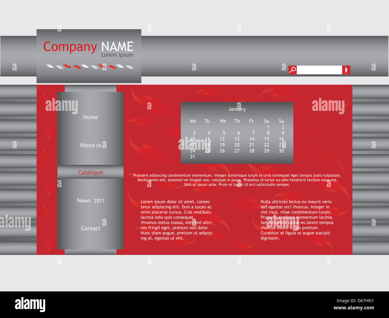 Red web site template Stock Photo - Alamy
