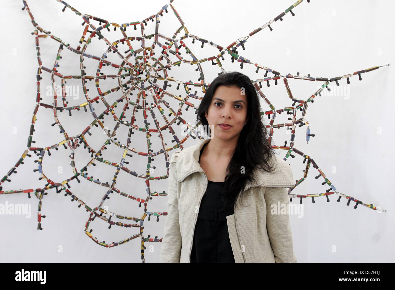 Indian artist Reena Kallat poses before her installation at the Eigen ...