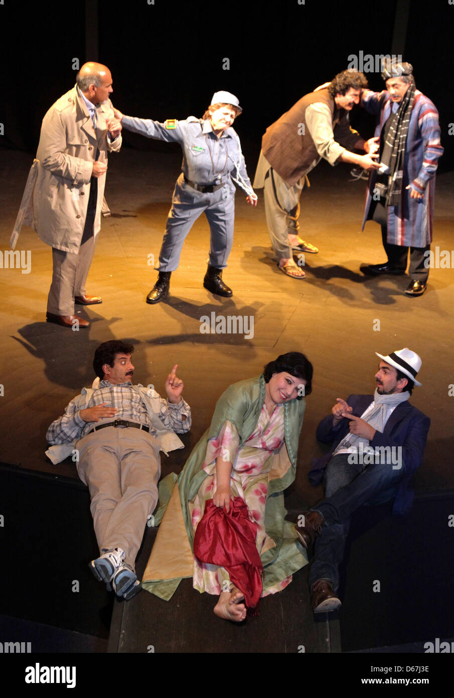 Members of the Afghan theatre ensemble Rah-e Sabz perform Shakespeare's ...