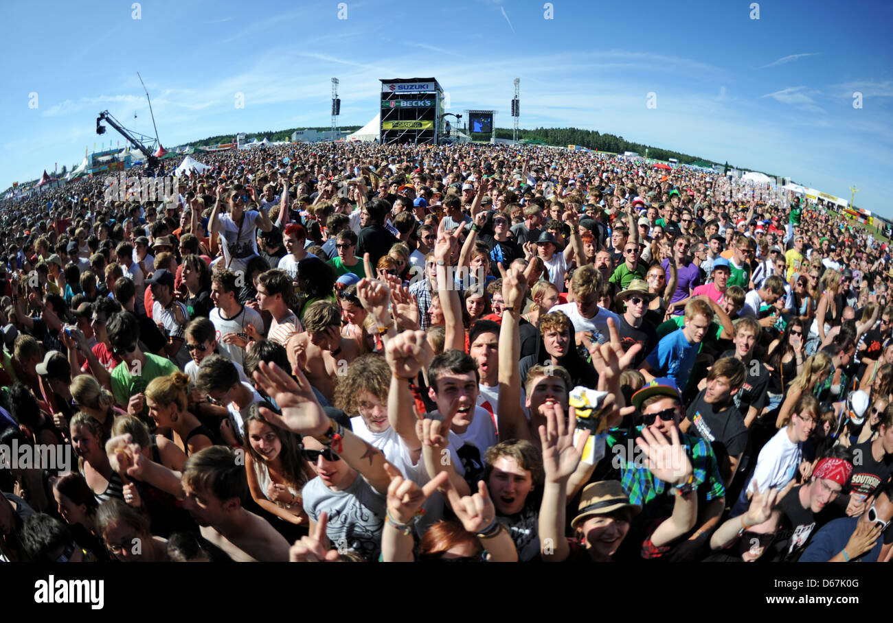 Festival visitors cheer during a concert of the US Ska-Punk band 'Mad ...