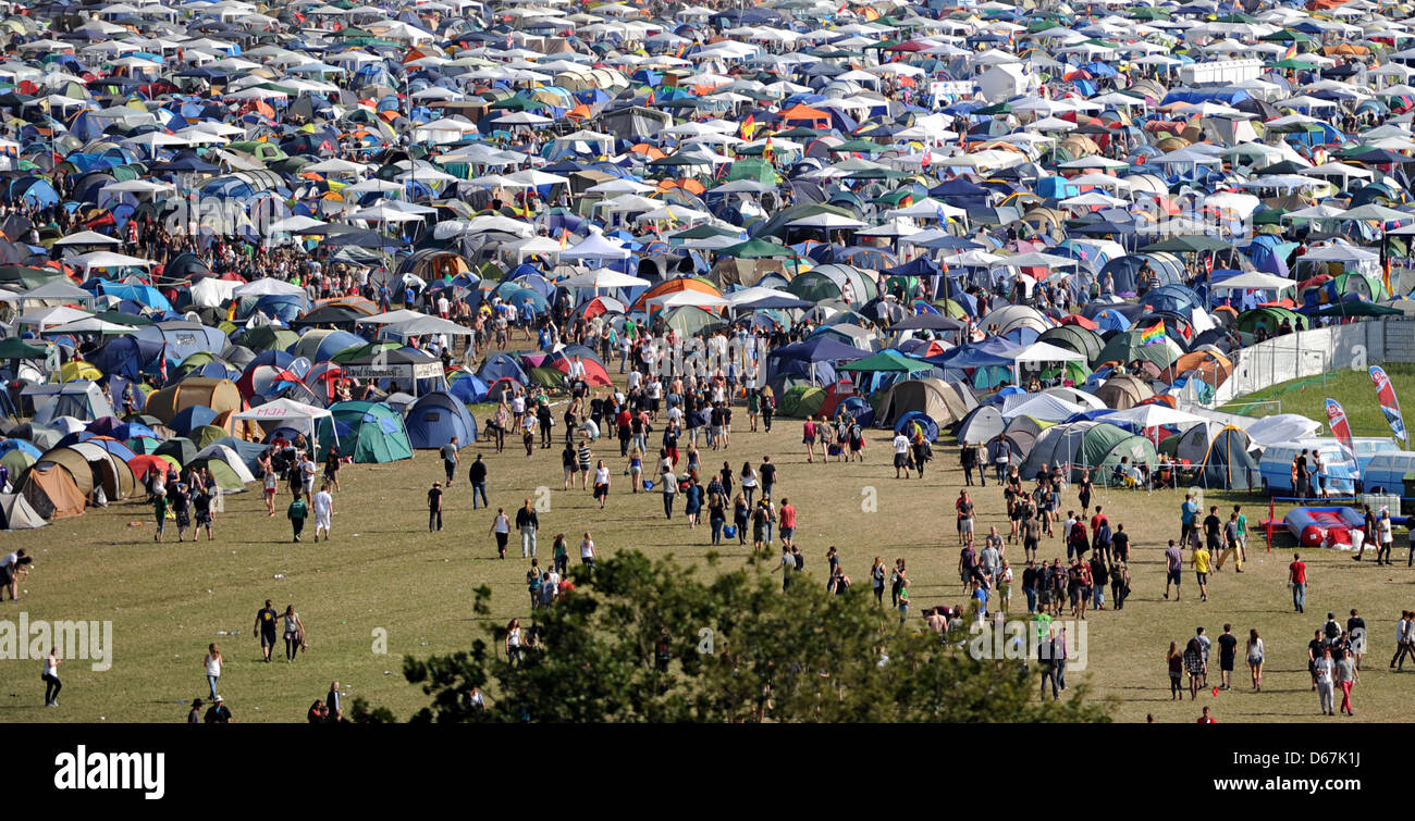 Tents stand on the premises of the Hurricane festival in Scheessel ...