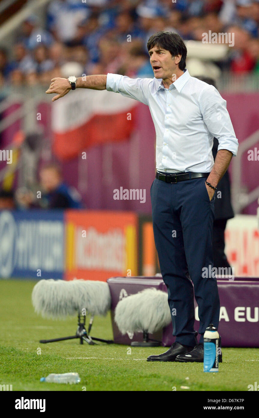 Germany's coach Joachim Loew gestures during the UEFA EURO 2012 quarter ...