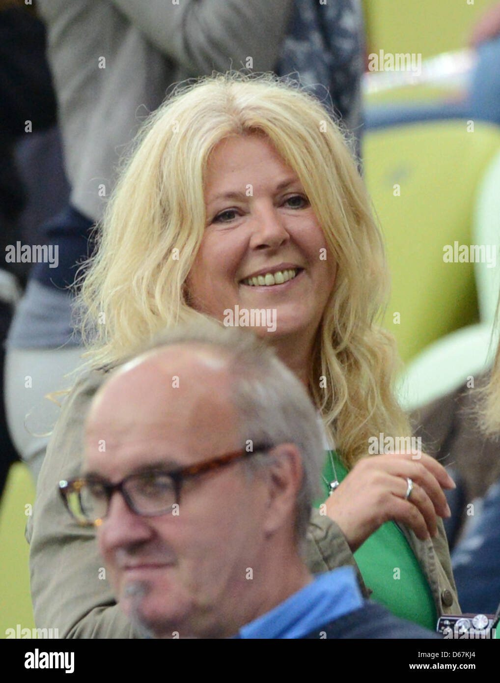 Daniela Loew, wife of Germany's head coach Joachim Loew, smiles on the ...