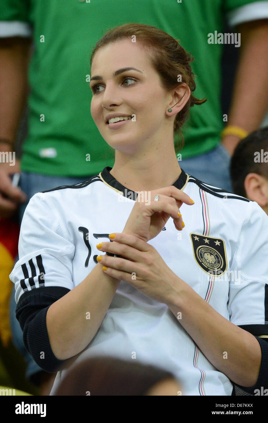 German striker Thomas Mueller's wife Lisa prior to the UEFA EURO 2012 ...