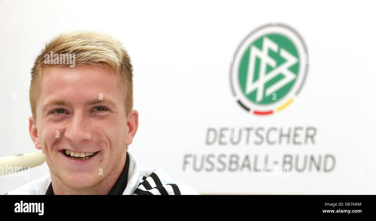 Germany's Marco Reus smiles during a press conference of the German ...
