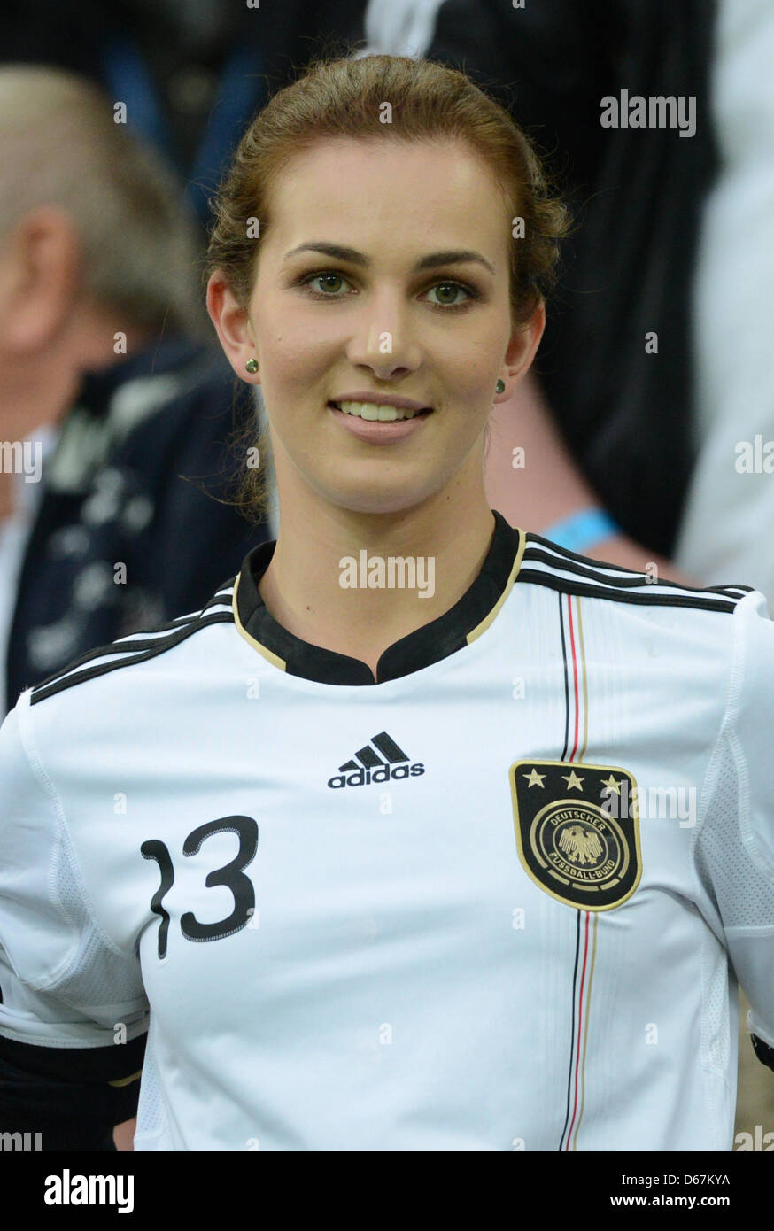 German striker Thomas Mueller's wife Lisa prior to the UEFA EURO 2012 ...