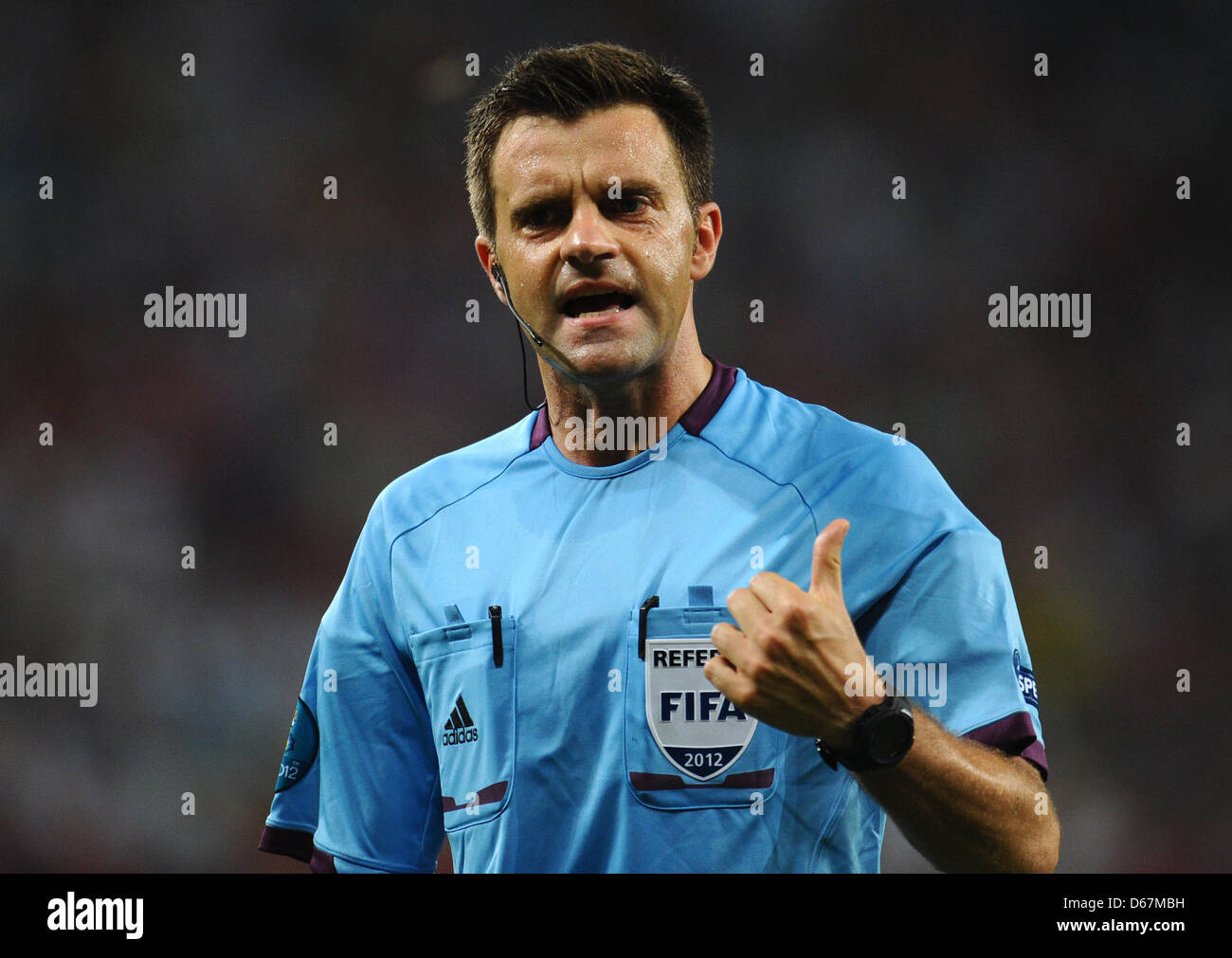 Italian referee Nicola Rizzoli gestures during the UEFA EURO 2012 ...
