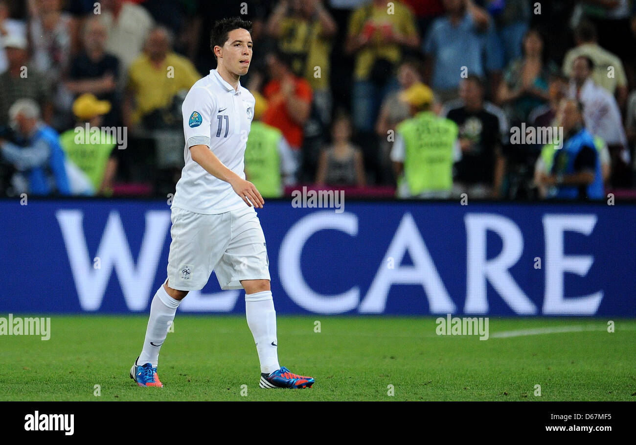 France's Samir Nasri reacts during the UEFA EURO 2012 quarter-final ...