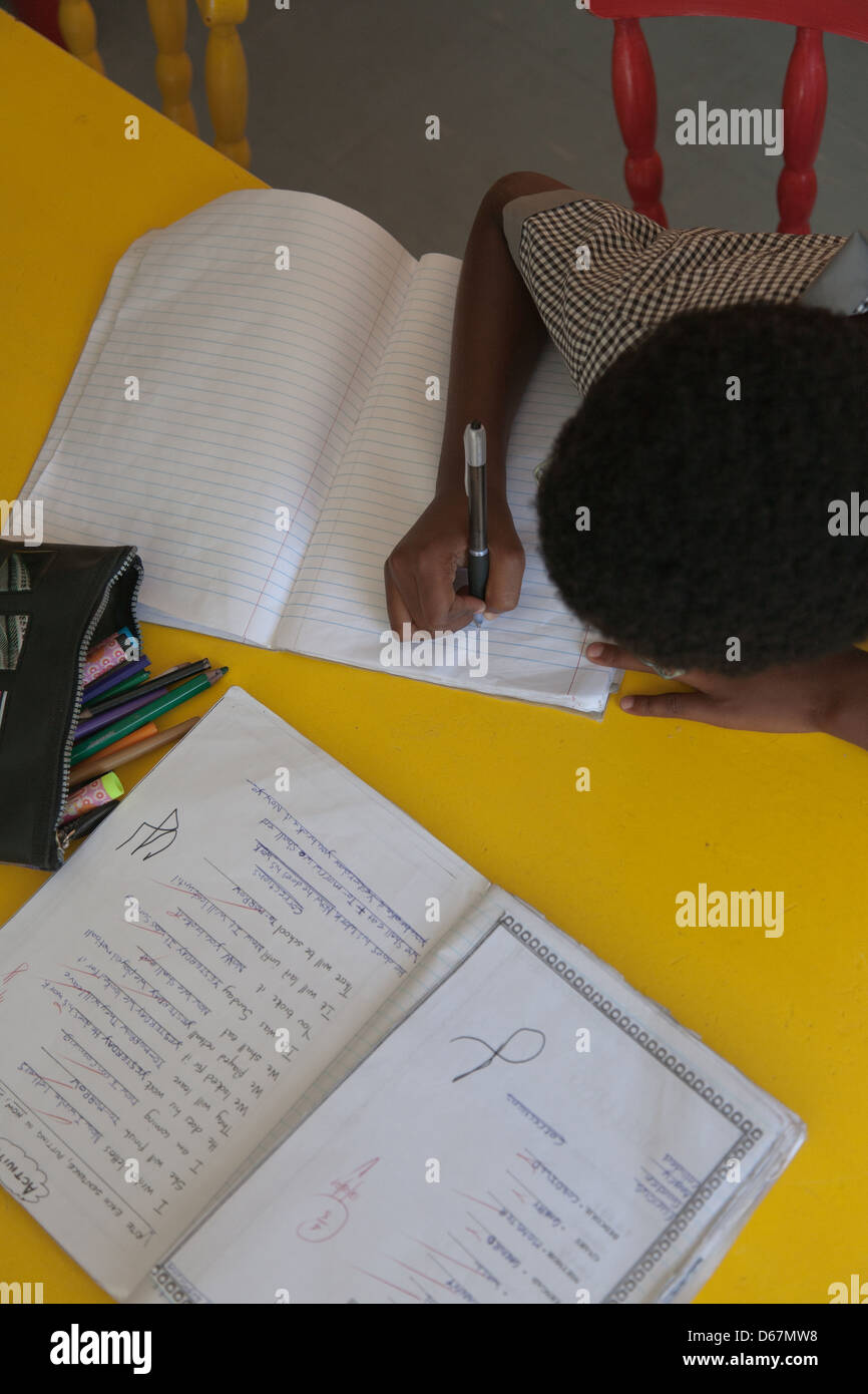 African school child doing school work Stock Photo - Alamy