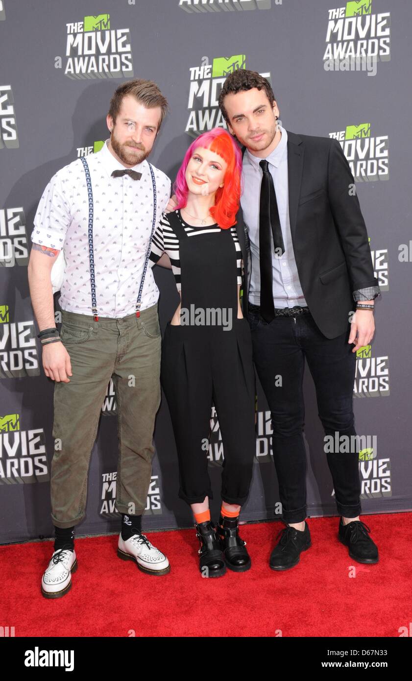 Singer Jeremy Davis (l-r), Hayley Williams and Taylor York of group ...